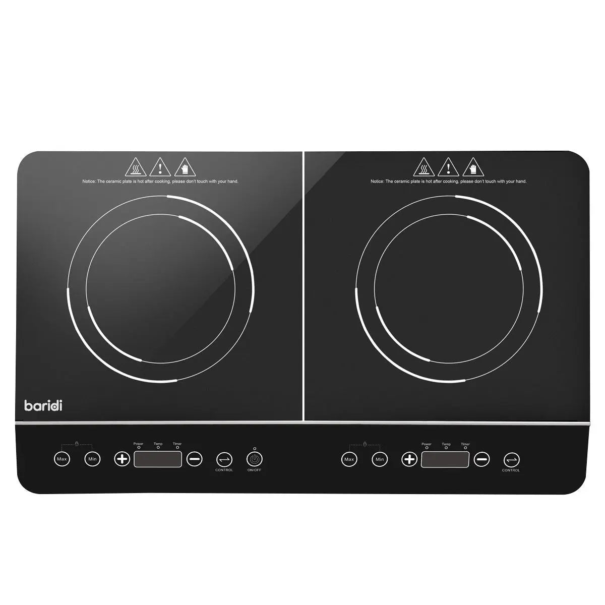 Baridi Portable Induction Hob: Two Zone Cooktop with 13A Plug, 2800W,