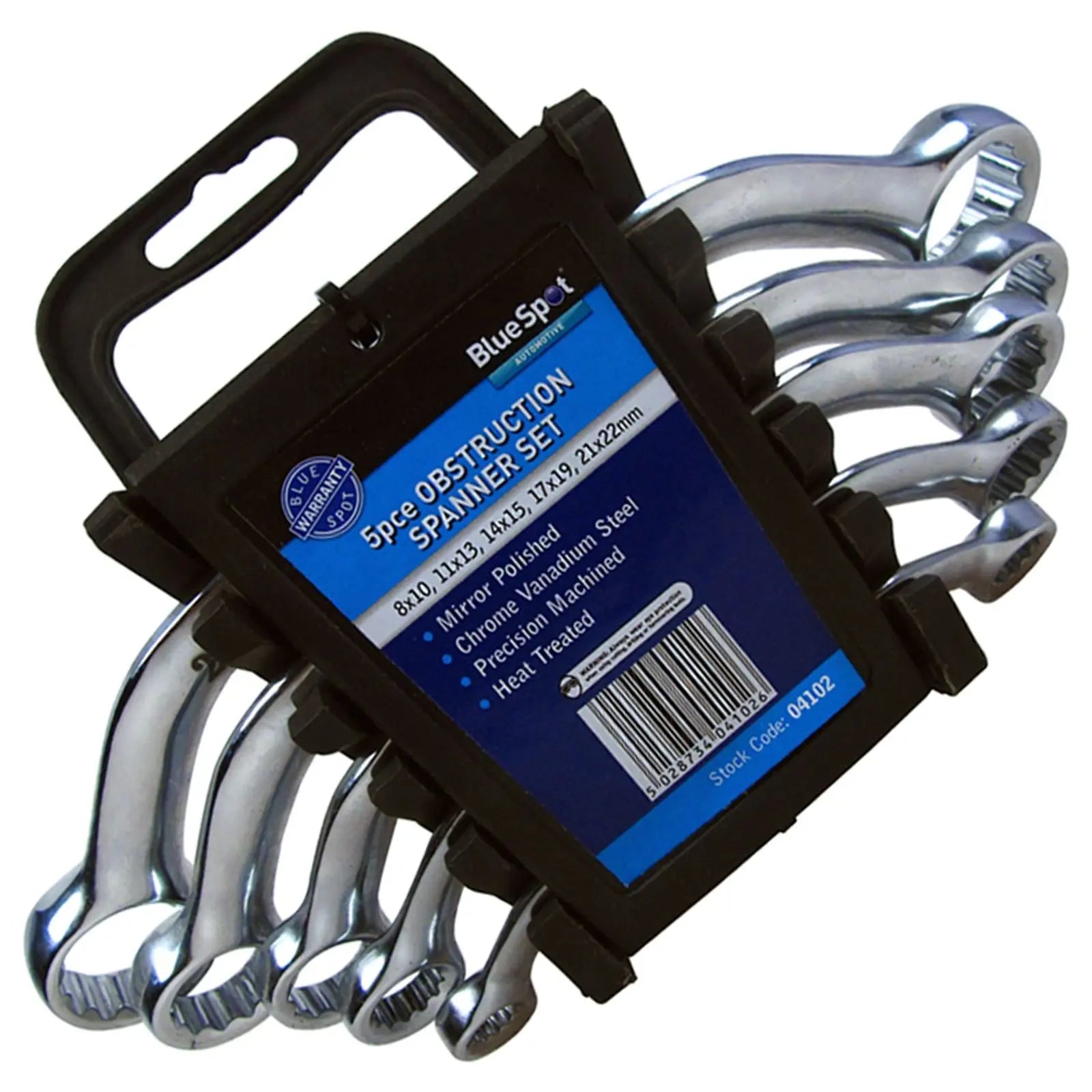 BlueSpot 5 Piece Obstruction Spanner Set 8-22mm - White Rose Tools