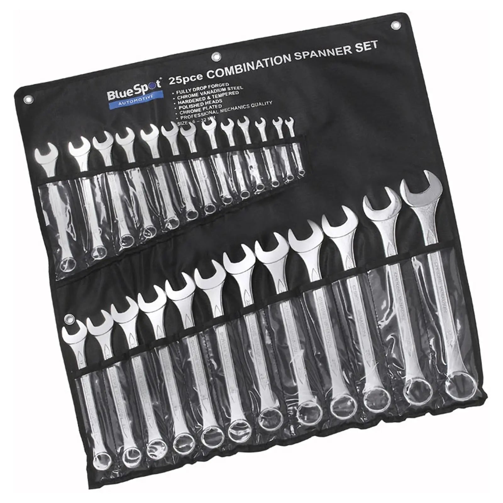 BlueSpot Combination Spanner Set in Roll | Metric 6–32mm | 25 Piece