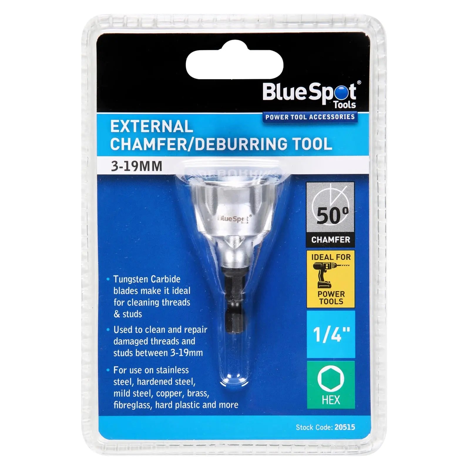 BlueSpot External Chamfer Deburring Tool 3-19mm - White Rose Tools