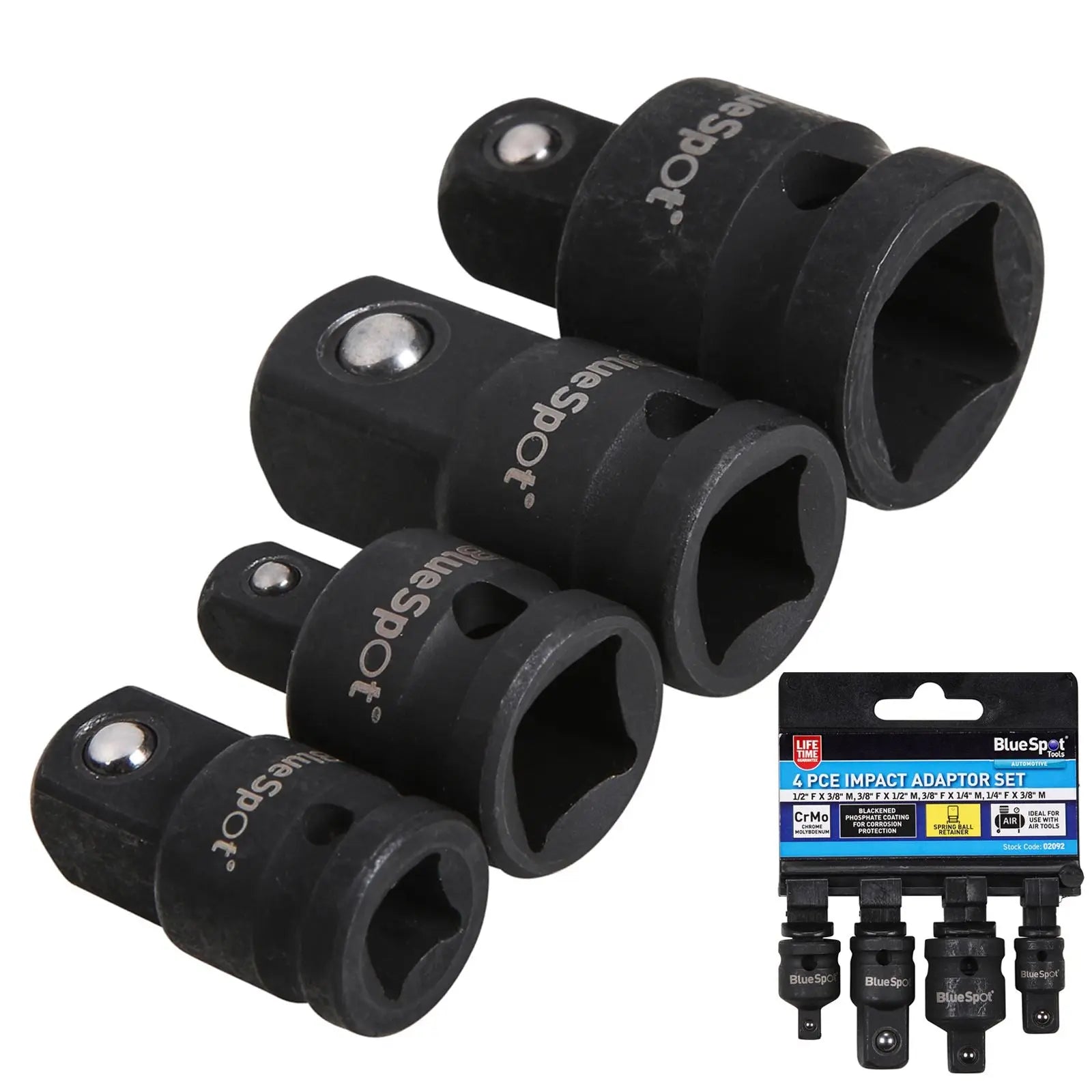 BlueSpot Impact Adaptor Set 4 Piece - White Rose Tools