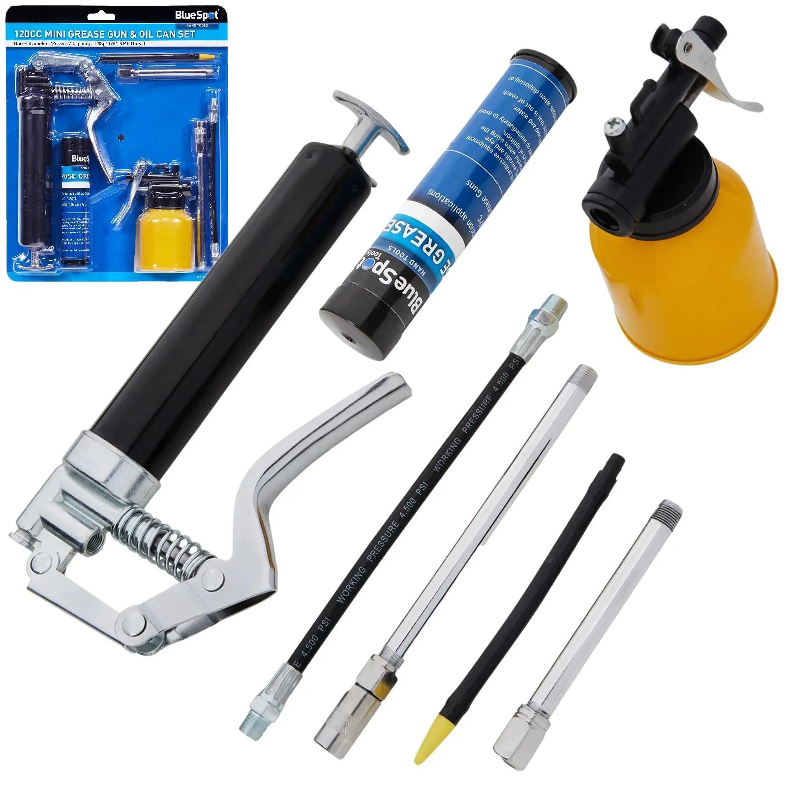 BlueSpot Mini Grease Gun and Oil Can Set 120cc - White Rose Tools