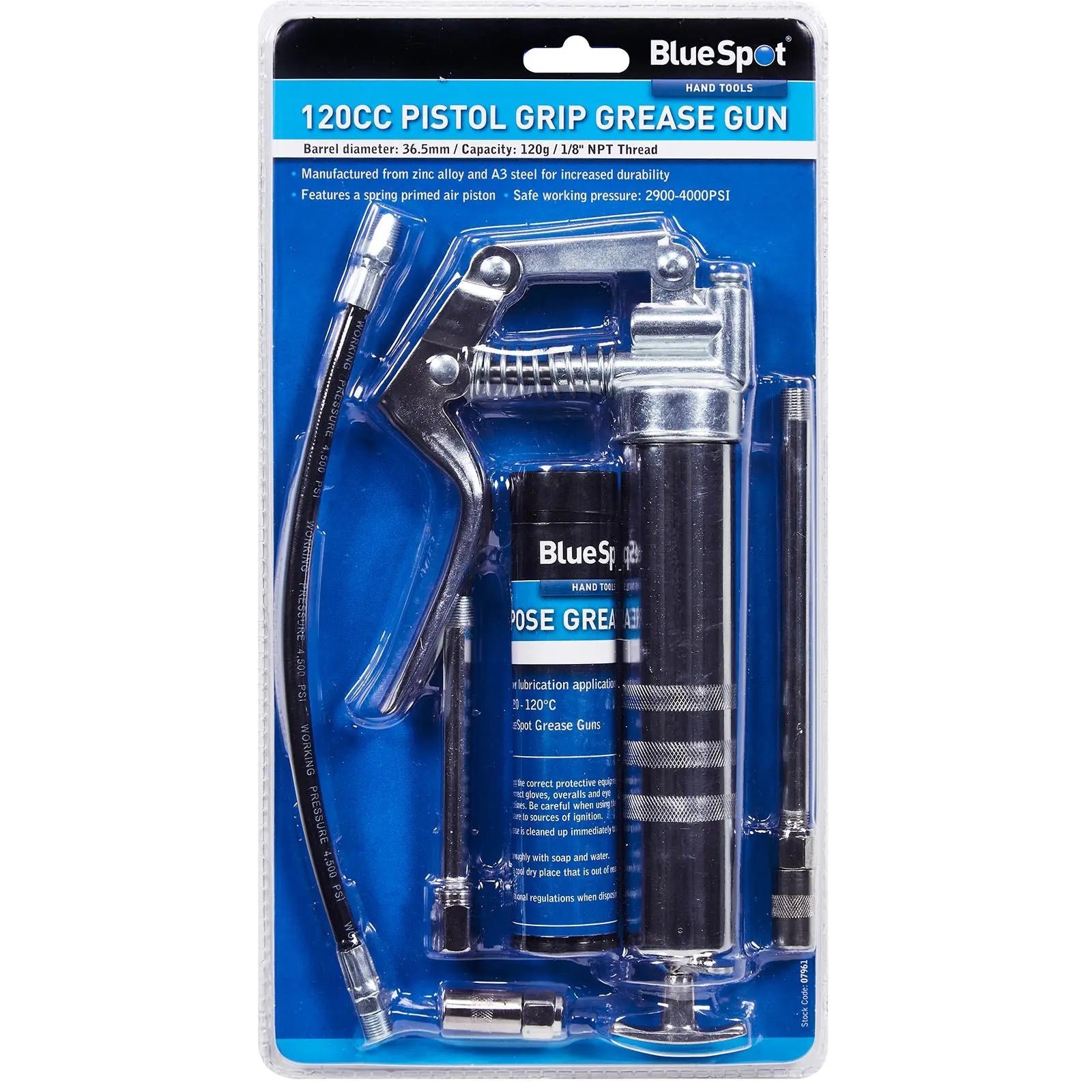BlueSpot Pistol Grip Grease Gun 120cc - White Rose Tools