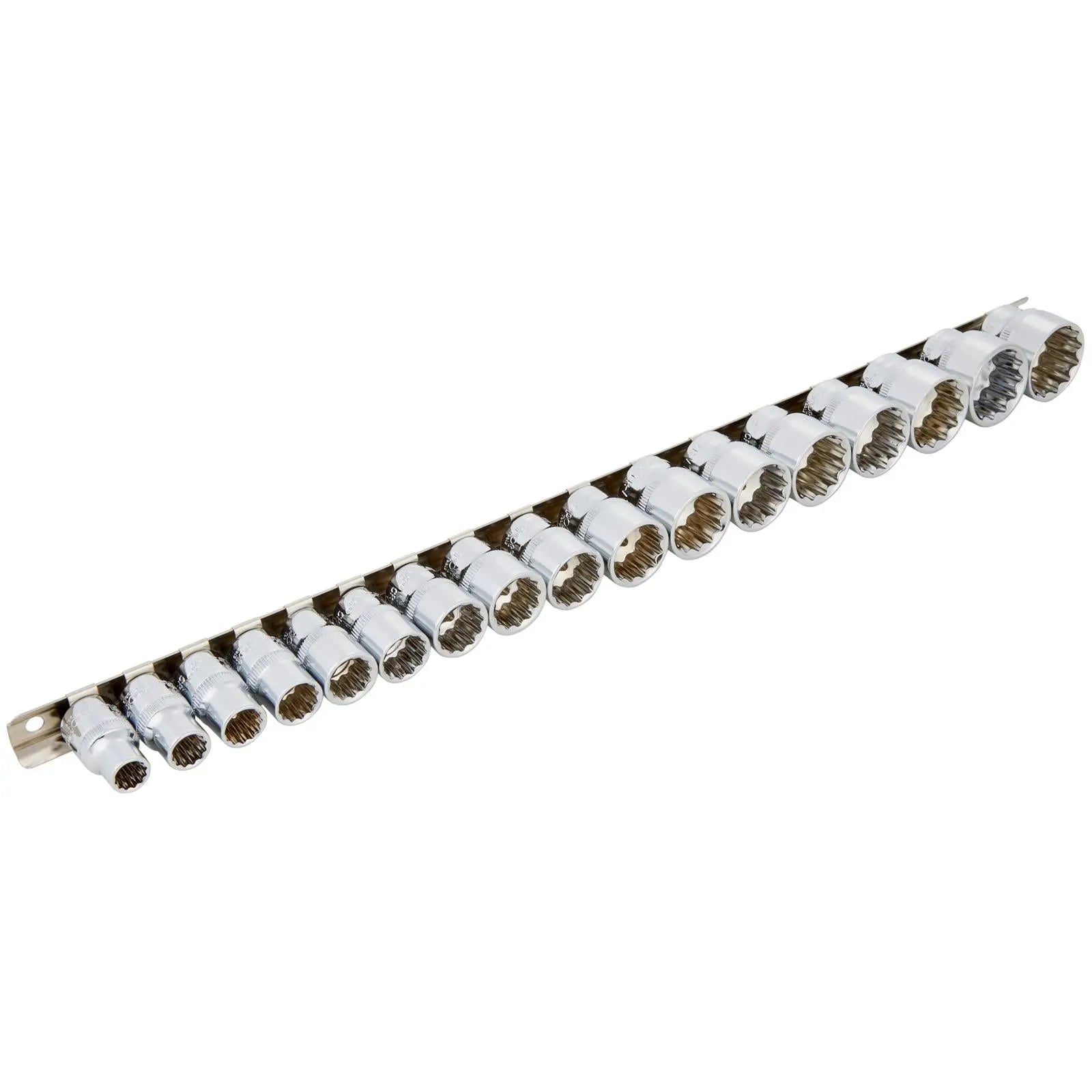 BlueSpot Shallow Socket Set on Rail 17 Piece 3/8" Drive Metric 824mm