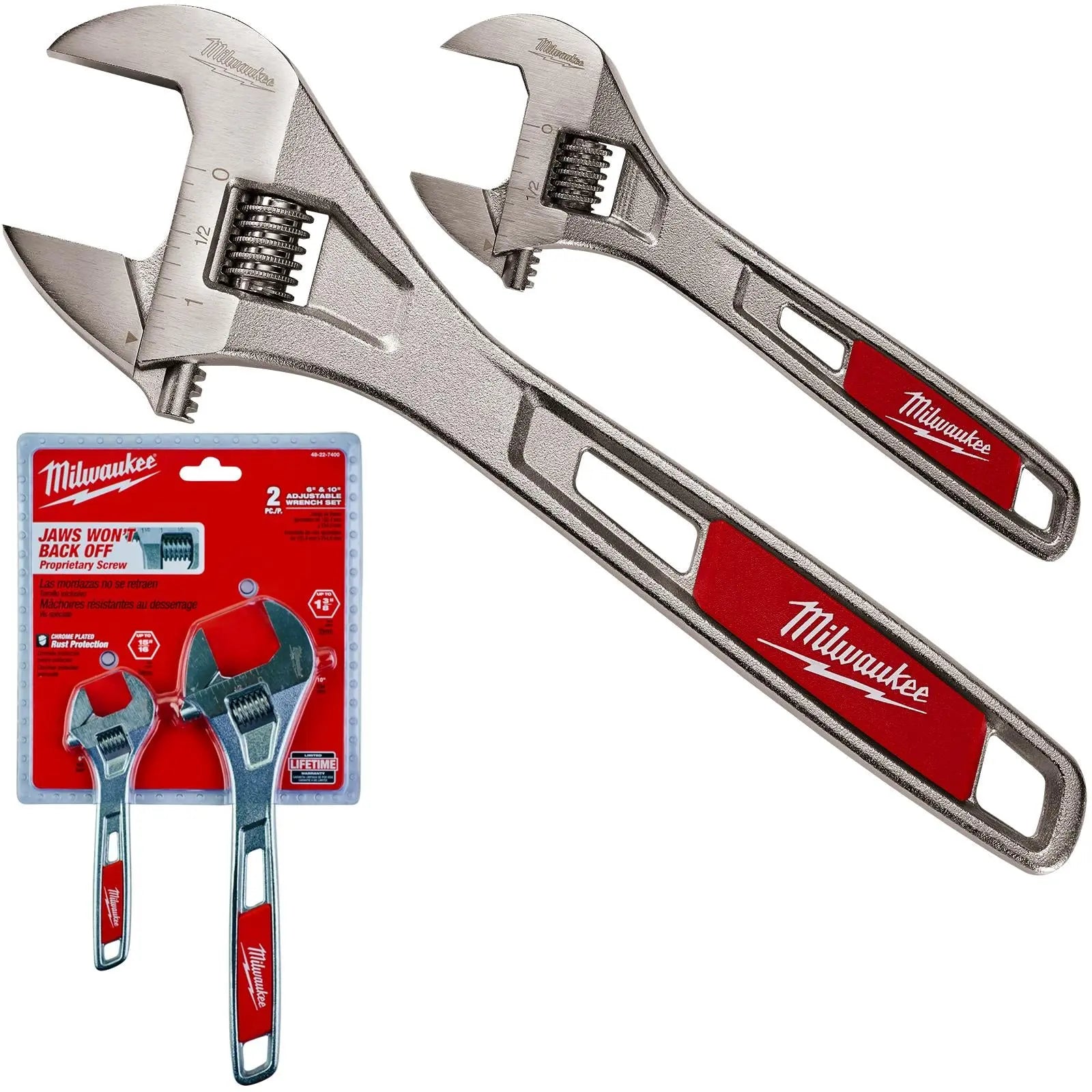 Milwaukee Adjustable Wrench Twin Pack 150mm + 250mm - White Rose Tools