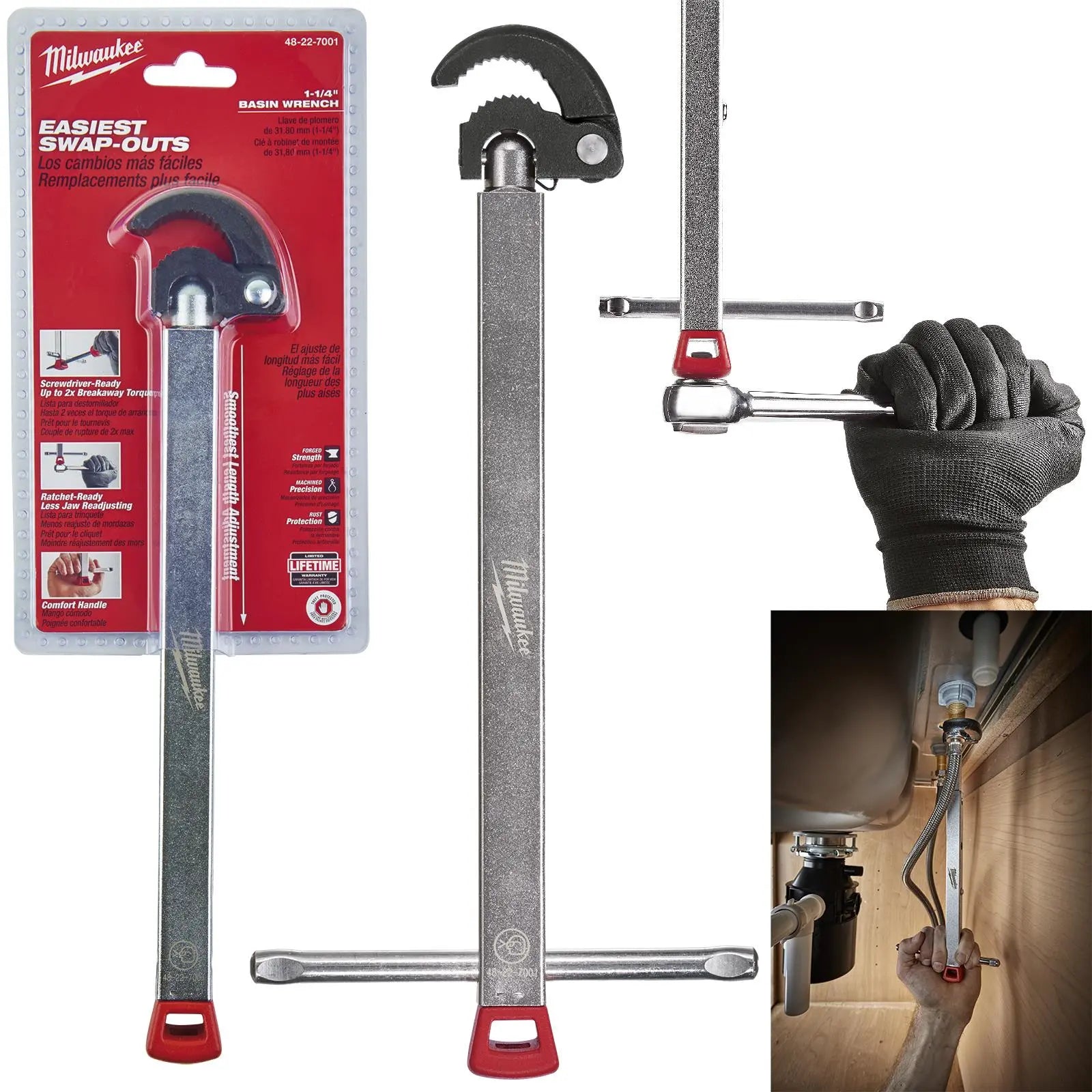 Milwaukee Basin Wrench Compact 10 - 32mm Jaw Size - White Rose Tools
