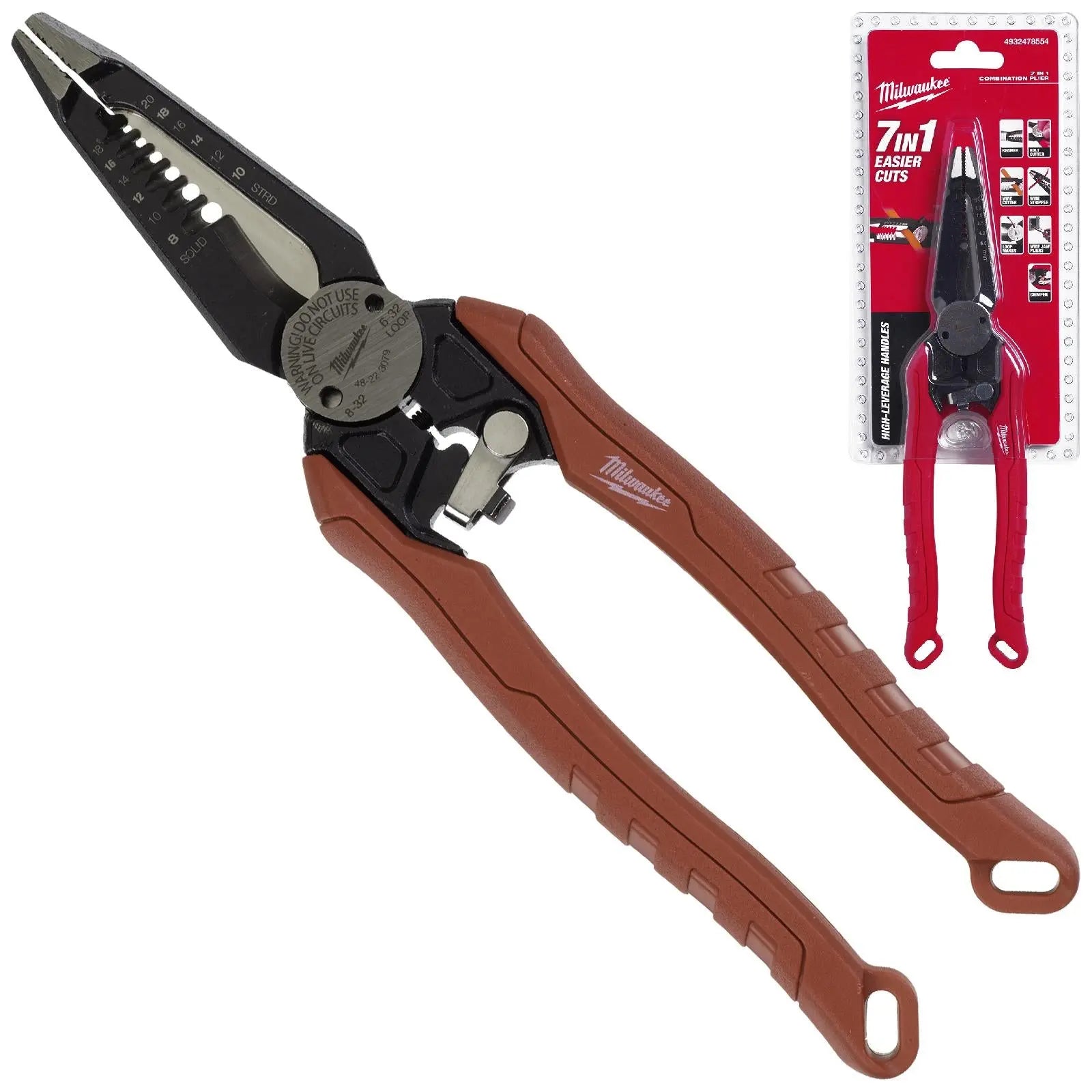 Milwaukee Combination Wire Stripping Pliers 7 in 1 - White Rose Tools