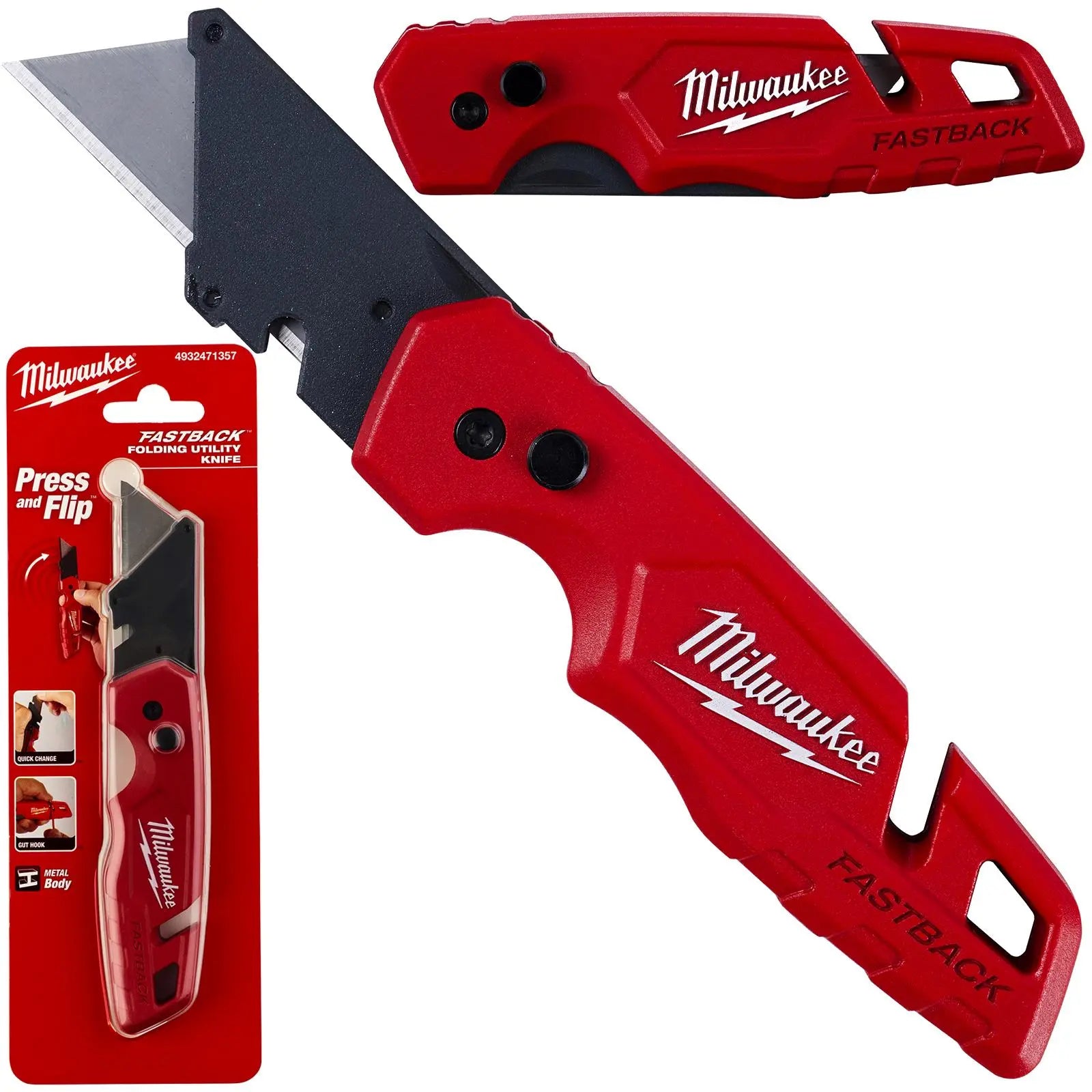 Milwaukee FASTBACK Flip Utility Knife Blade Cutter Cutting - White