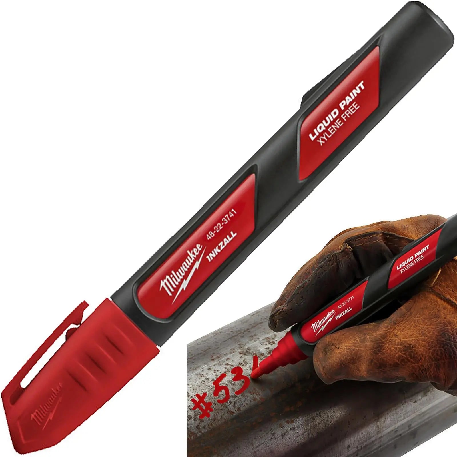 Milwaukee INKZALL Liquid Paint Marker Pen Red - White Rose Tools