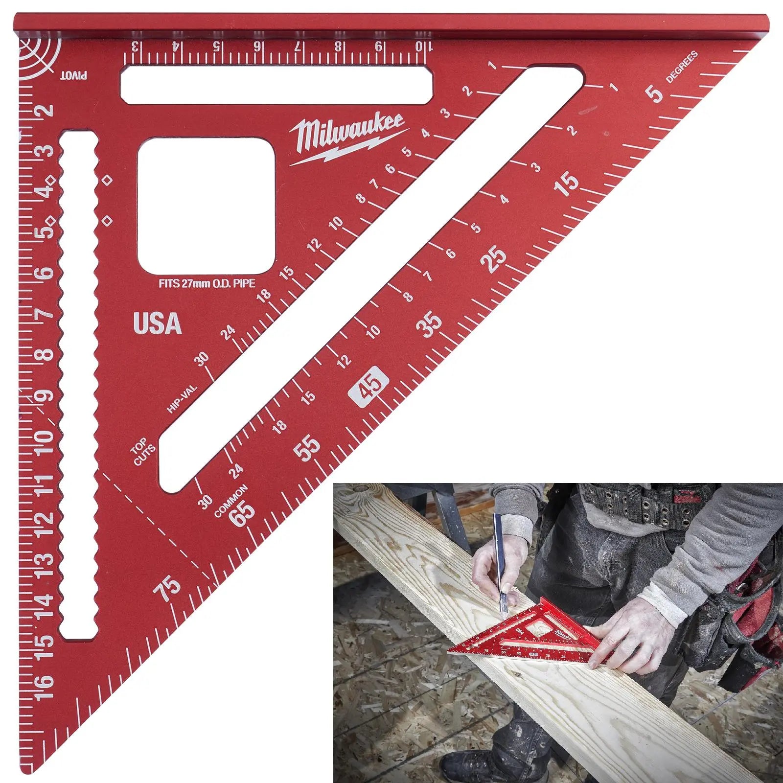 Milwaukee Rafter Roofing Square Metric 180mm - White Rose Tools