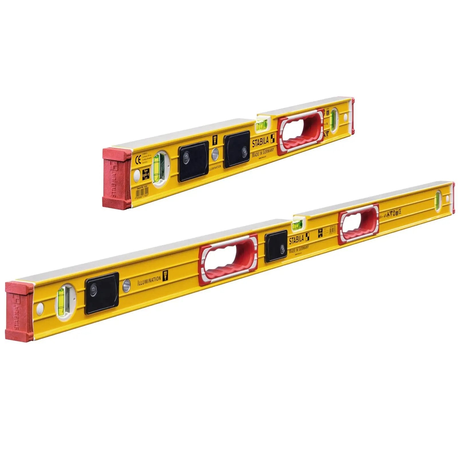 Stabila Type 196-2 LED Spirit Level | Illuminated Vials - Choose Size