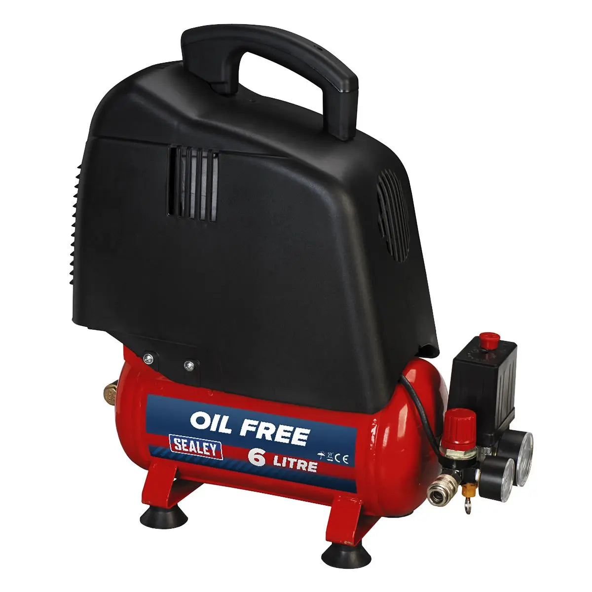 Sealey 6L Oil Free Belt Drive Air Compressor 1.5hp - White Rose Tools