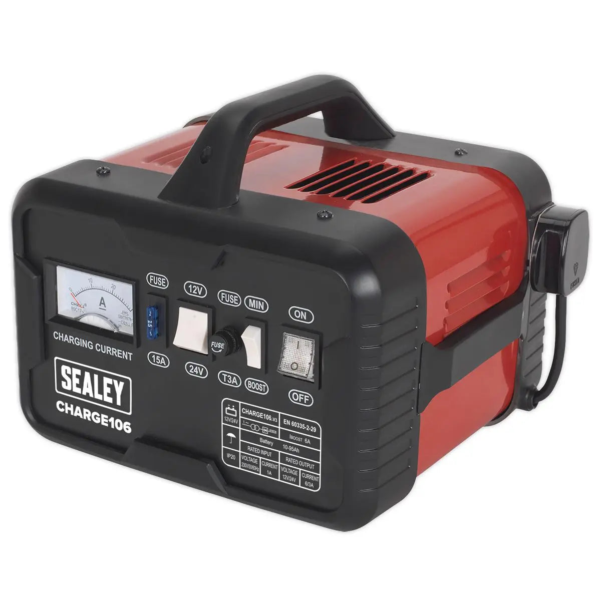 Sealey Battery Charger 8A 12/24V 230V - White Rose Tools