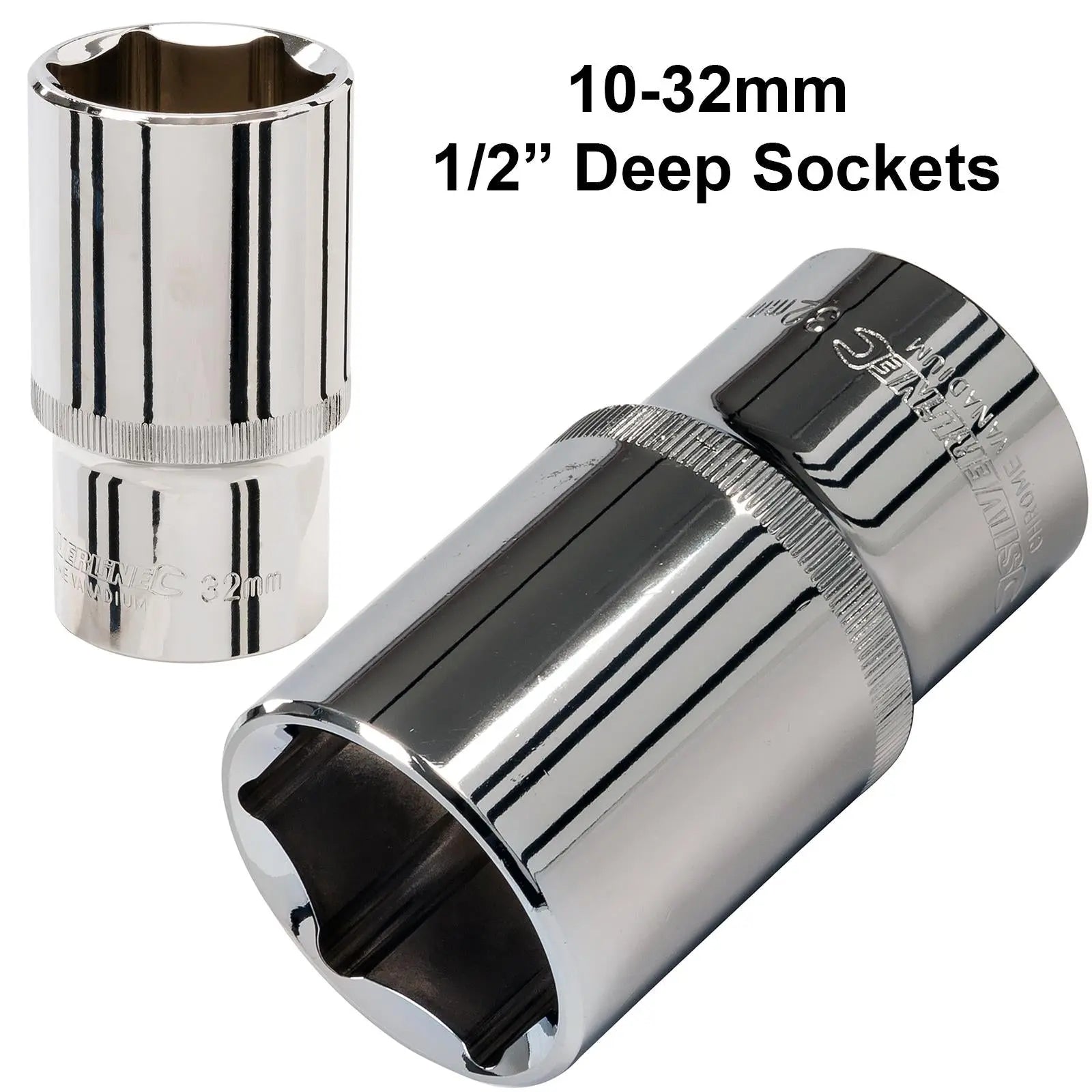 Silverline 1/2" Drive Metric Deep Sockets - White Rose Tools