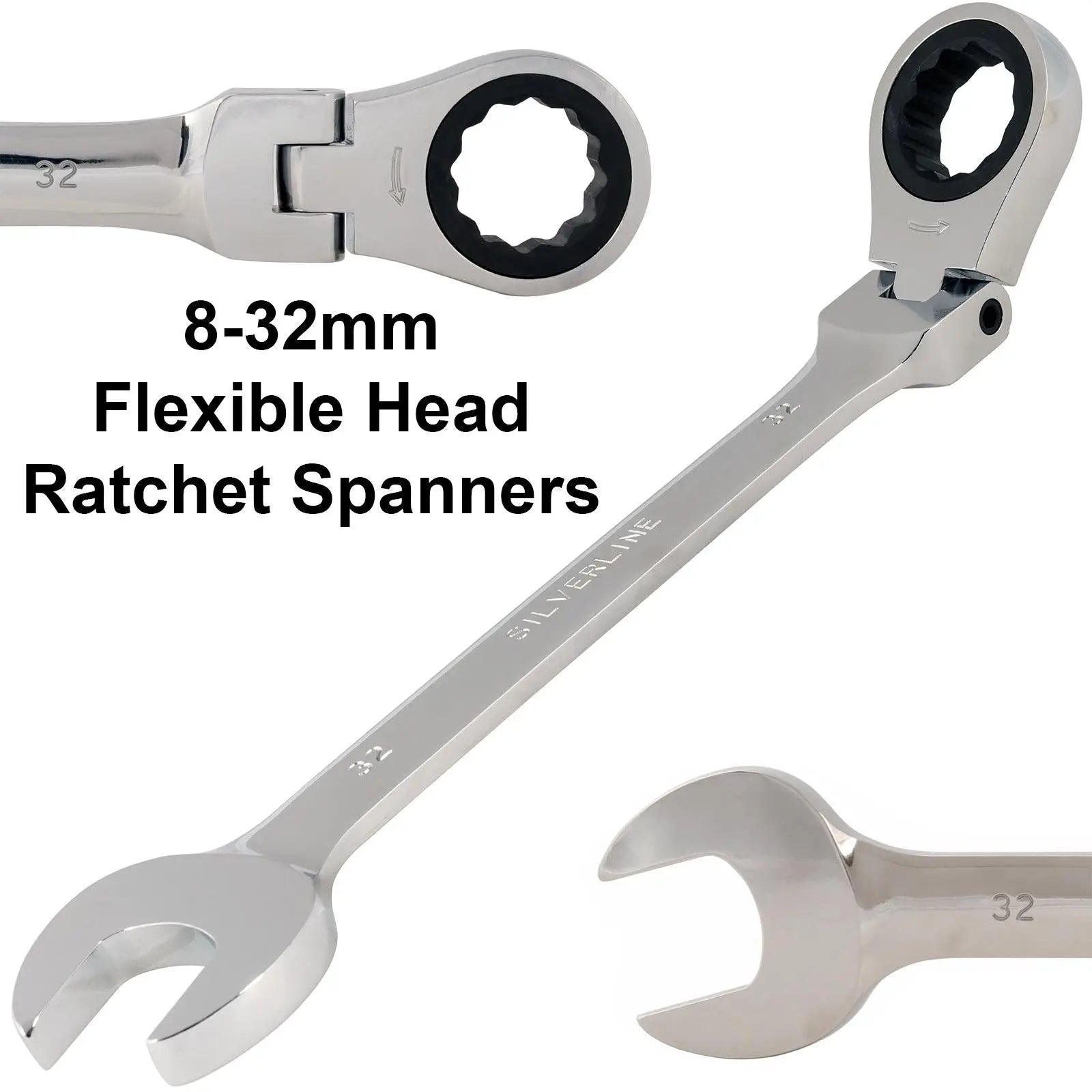 Silverline Flexible Head Ratchet Spanners - White Rose Tools