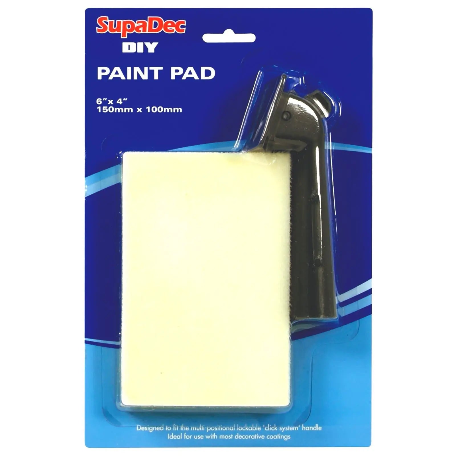 SupaDec DIY 150mm x 100mm Paint Pad with Handle - White Rose Tools