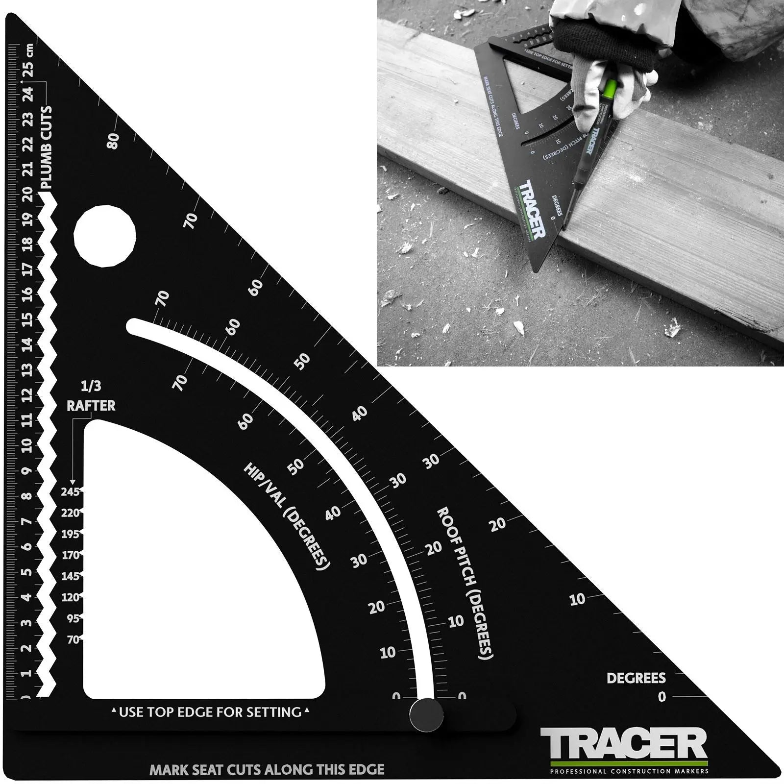 TRACER Adjustable Pro Rafter Square 12 - White Rose Tools