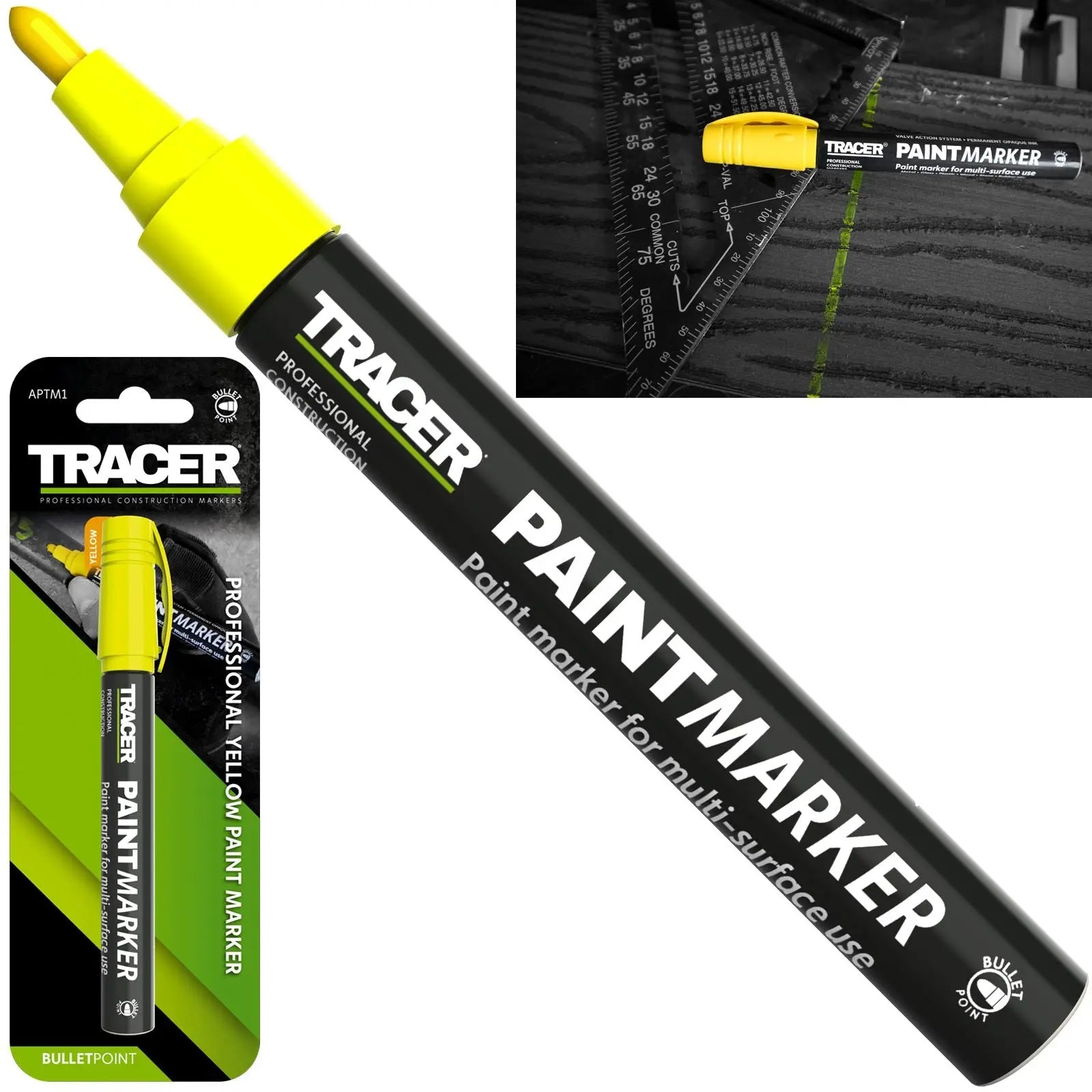 TRACER Paint Marker Yellow 1-3mm Bullet Point - White Rose Tools