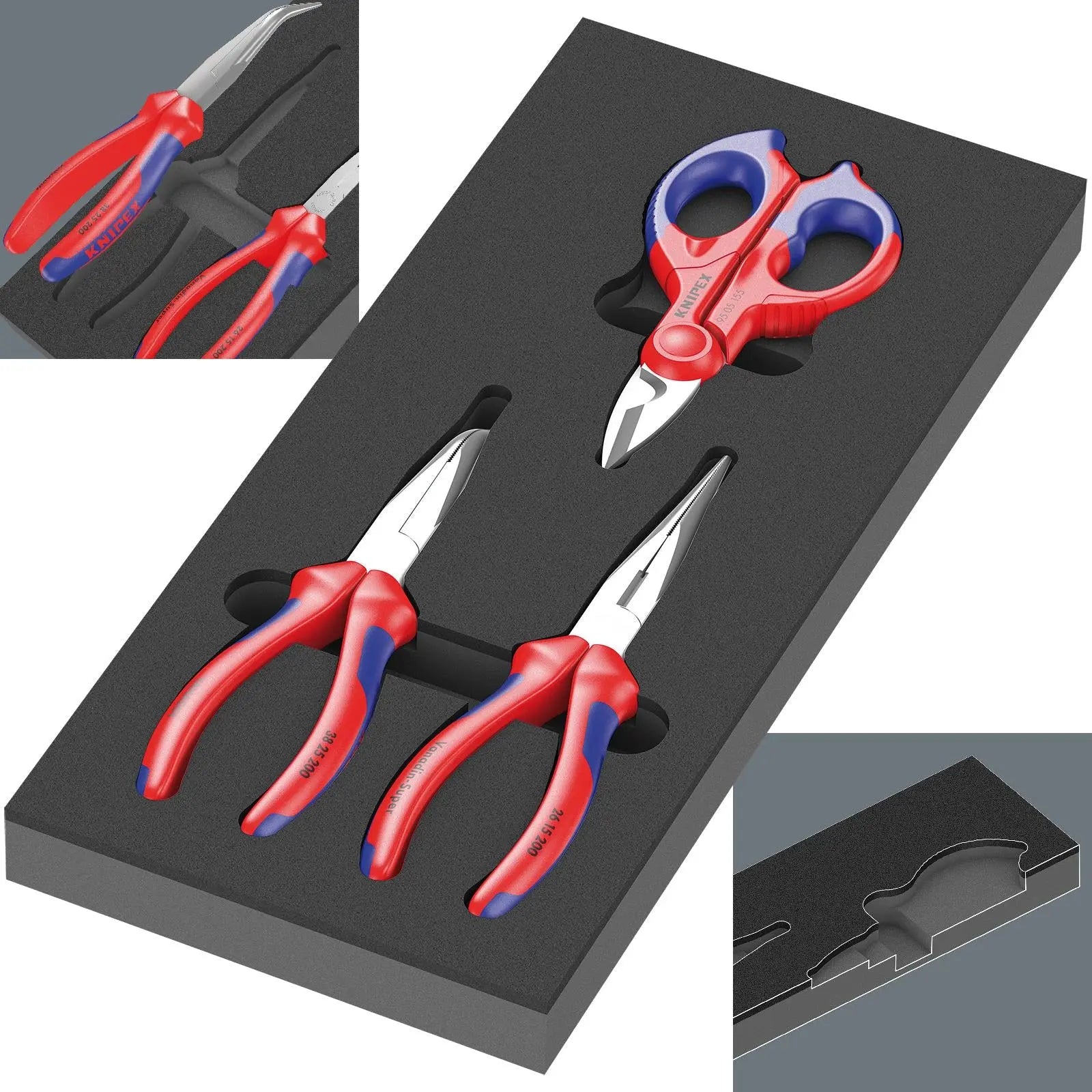 Wera Foam Insert Knipex Pliers Set 2 9781 3 Pieces - White Rose Tools