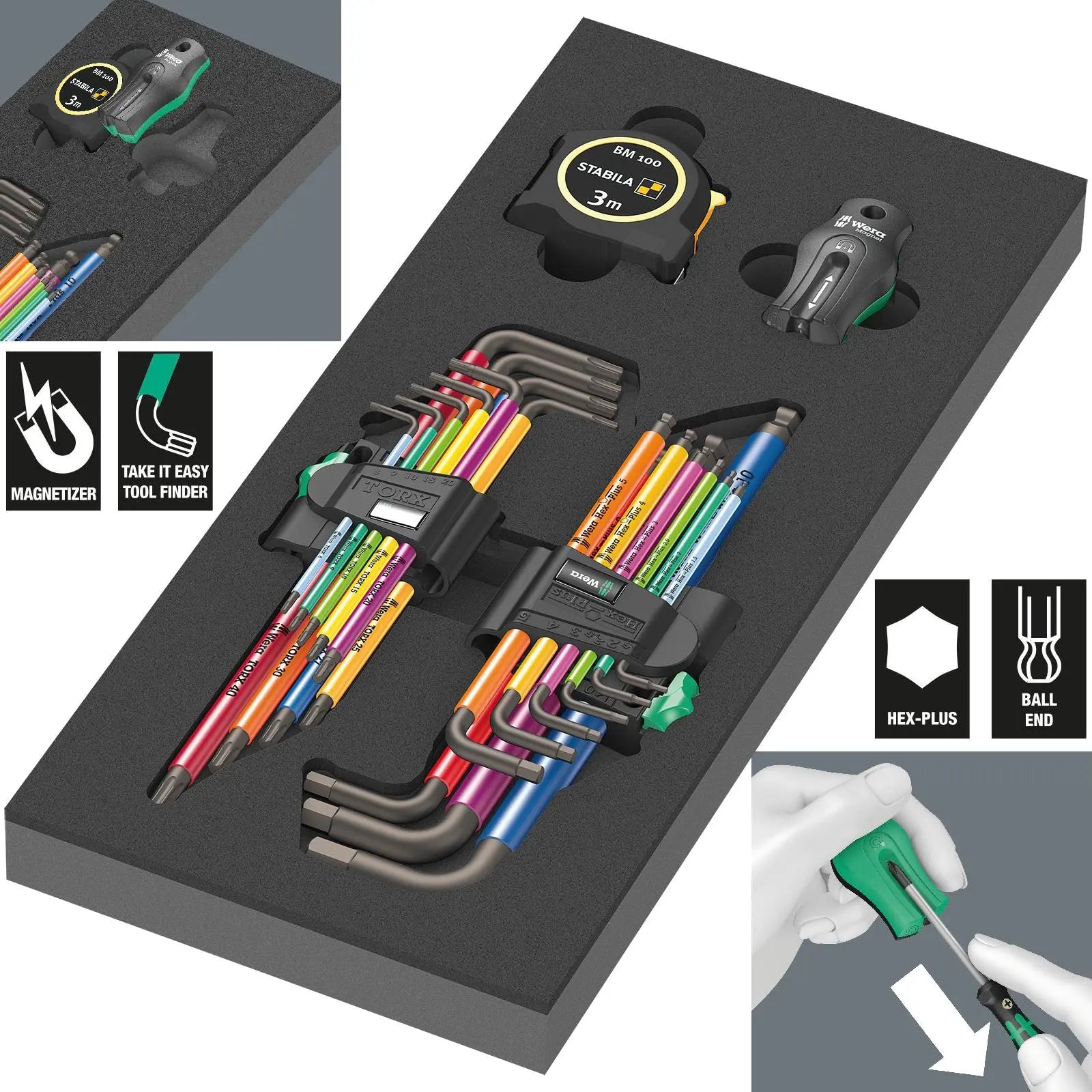 Wera Foam Insert L-Key Set 1 9740 20 Pieces - White Rose Tools