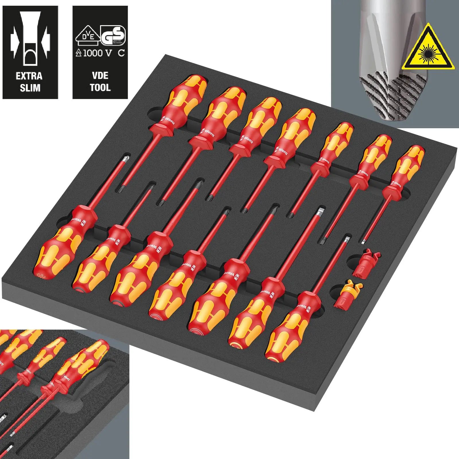 Wera Foam Insert VDE Screwdriver Set 1 9711 16 Pieces - White Rose