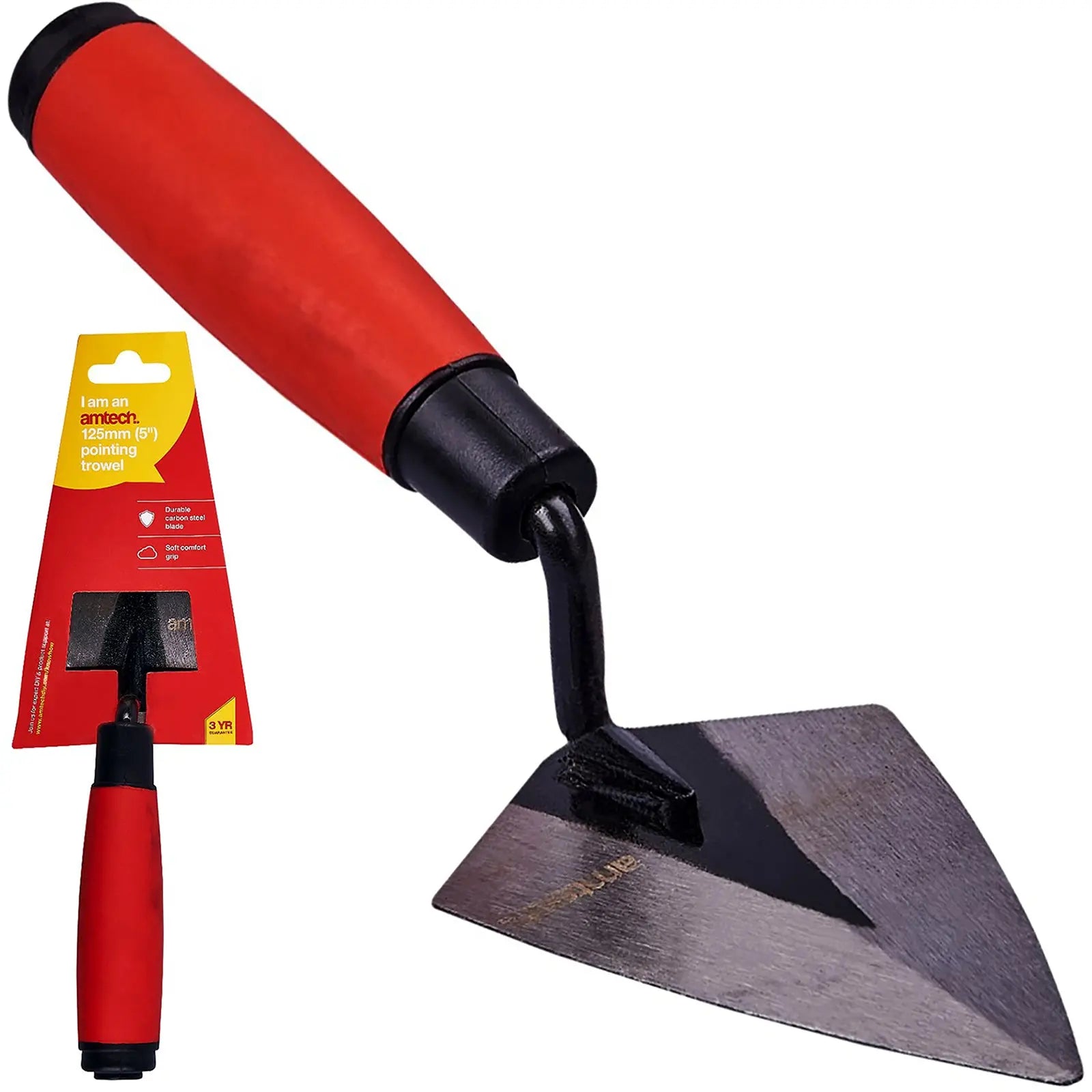 Amtech 125mm (5") Pointing Trowel with Soft Grip Handle - White Rose