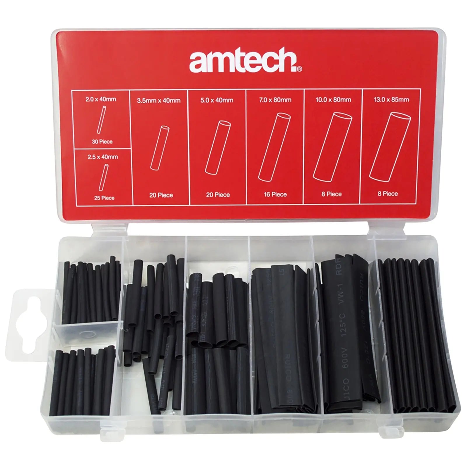 Amtech 127 Piece Heat Shrink Wire Wrap Tubing Assortment - White Rose