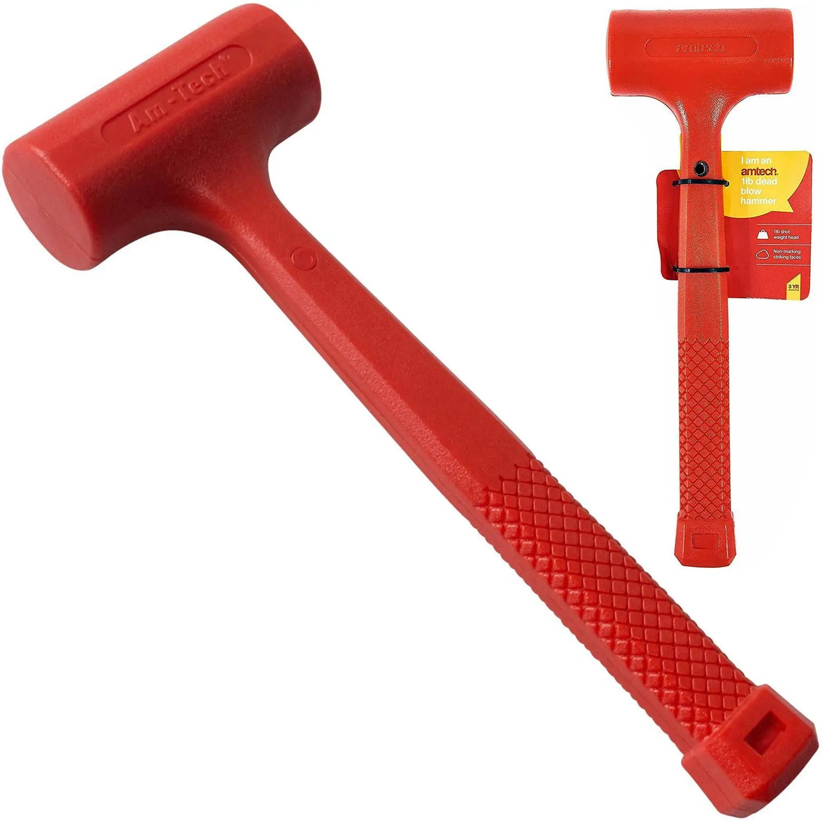Amtech 1lb Dead Blow Hammer Non Marking Head - White Rose Tools