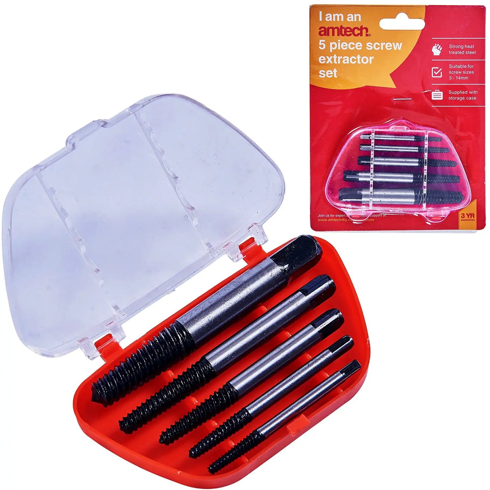 Amtech 5 Piece Screw Extractor Set 3-18mm - White Rose Tools