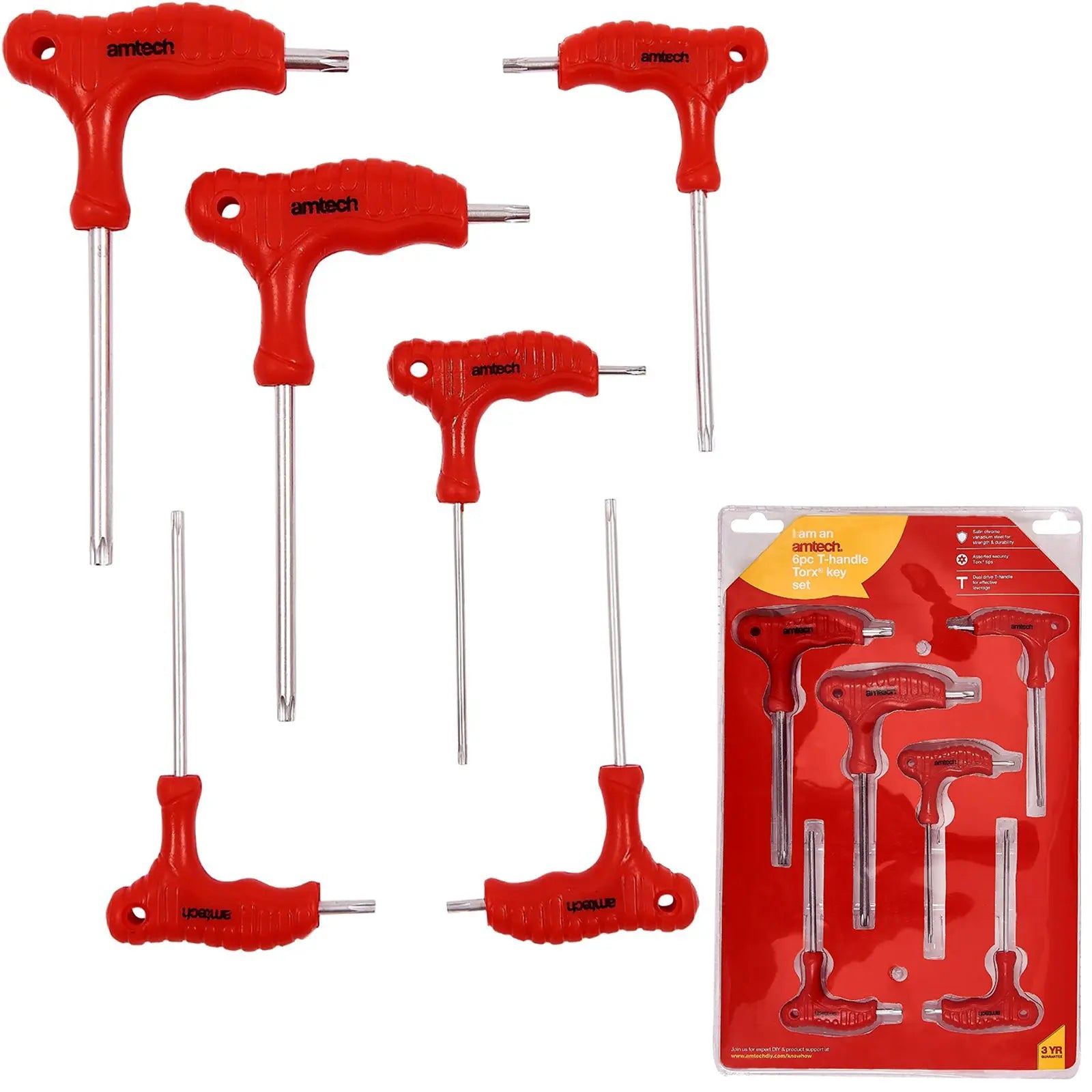 Amtech 6 Piece T-Handle Torx Wrench Set - White Rose Tools
