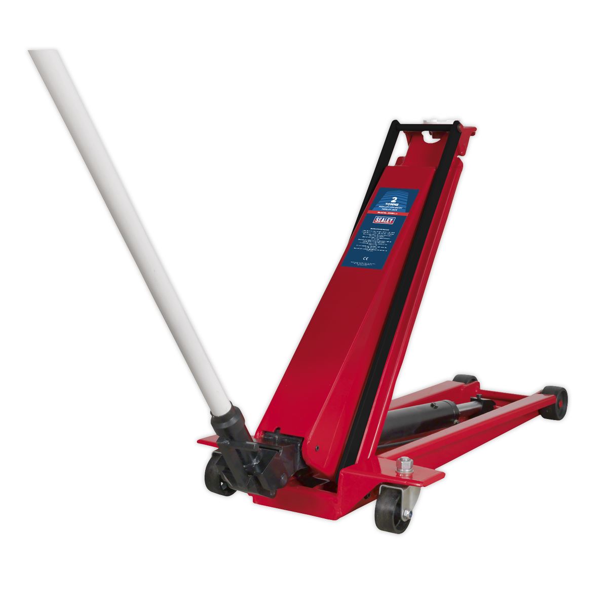 Low profile high lift floor jack store